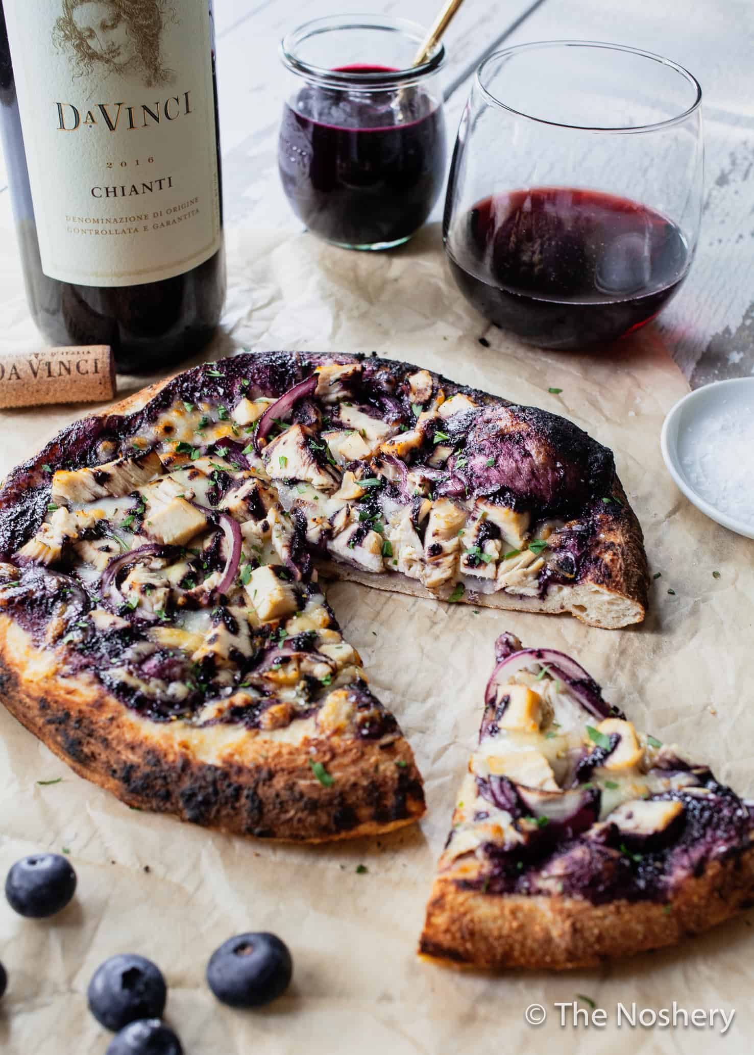 Blueberry Balsamic BBQ Chicken Pizza - The Noshery