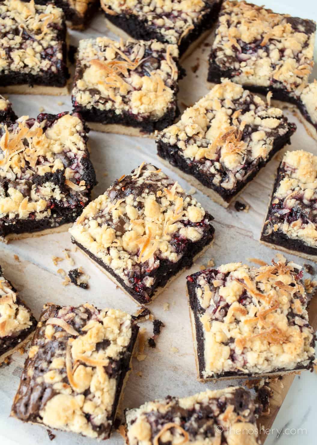 Raspberry Crumb Brownie Bars - The Noshery