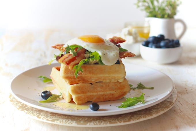 Mother's Day Herb and Goat Cheese Waffles - The Noshery
