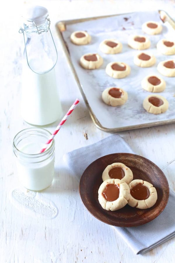 Coconut Dulce de Leche Thumbprint Cookies - The Noshery