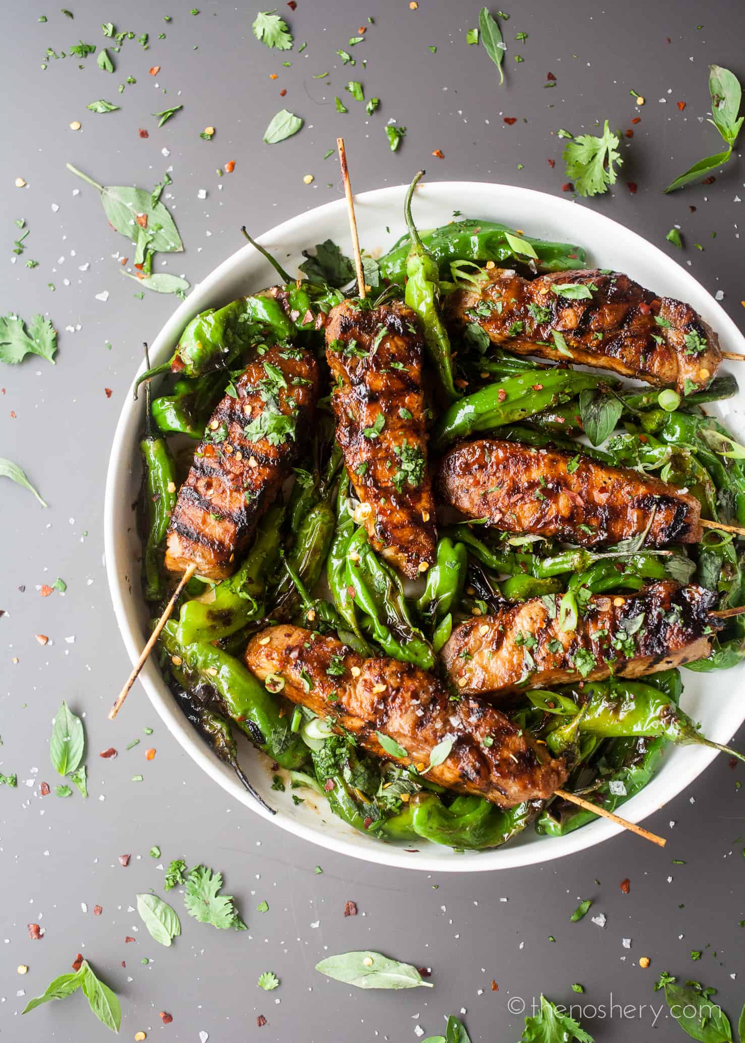 Miso Glazed Pig Wings & Blistered Shishito Peppers - The Noshery