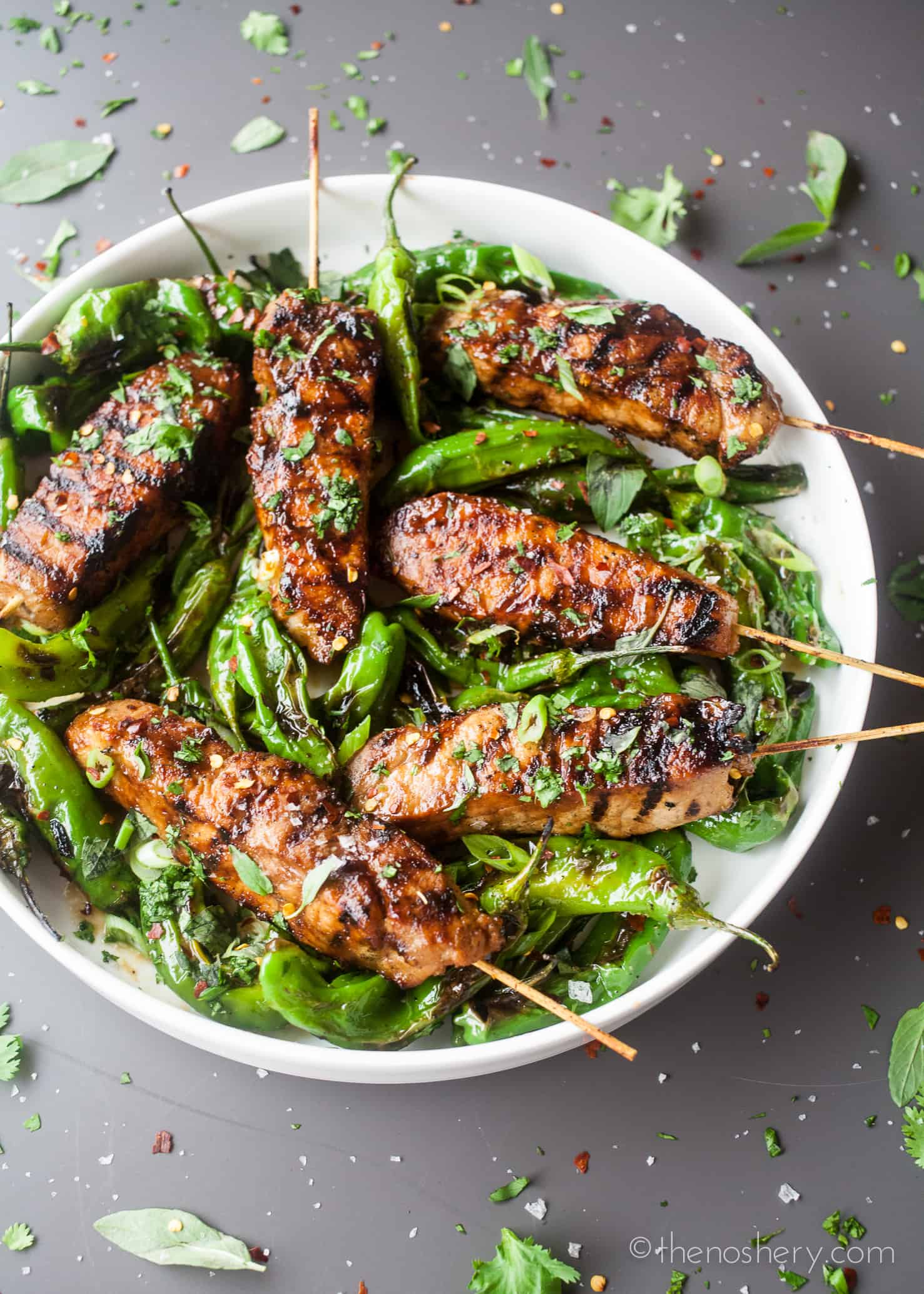 Miso Glazed Pig Wings & Blistered Shishito Peppers - The Noshery