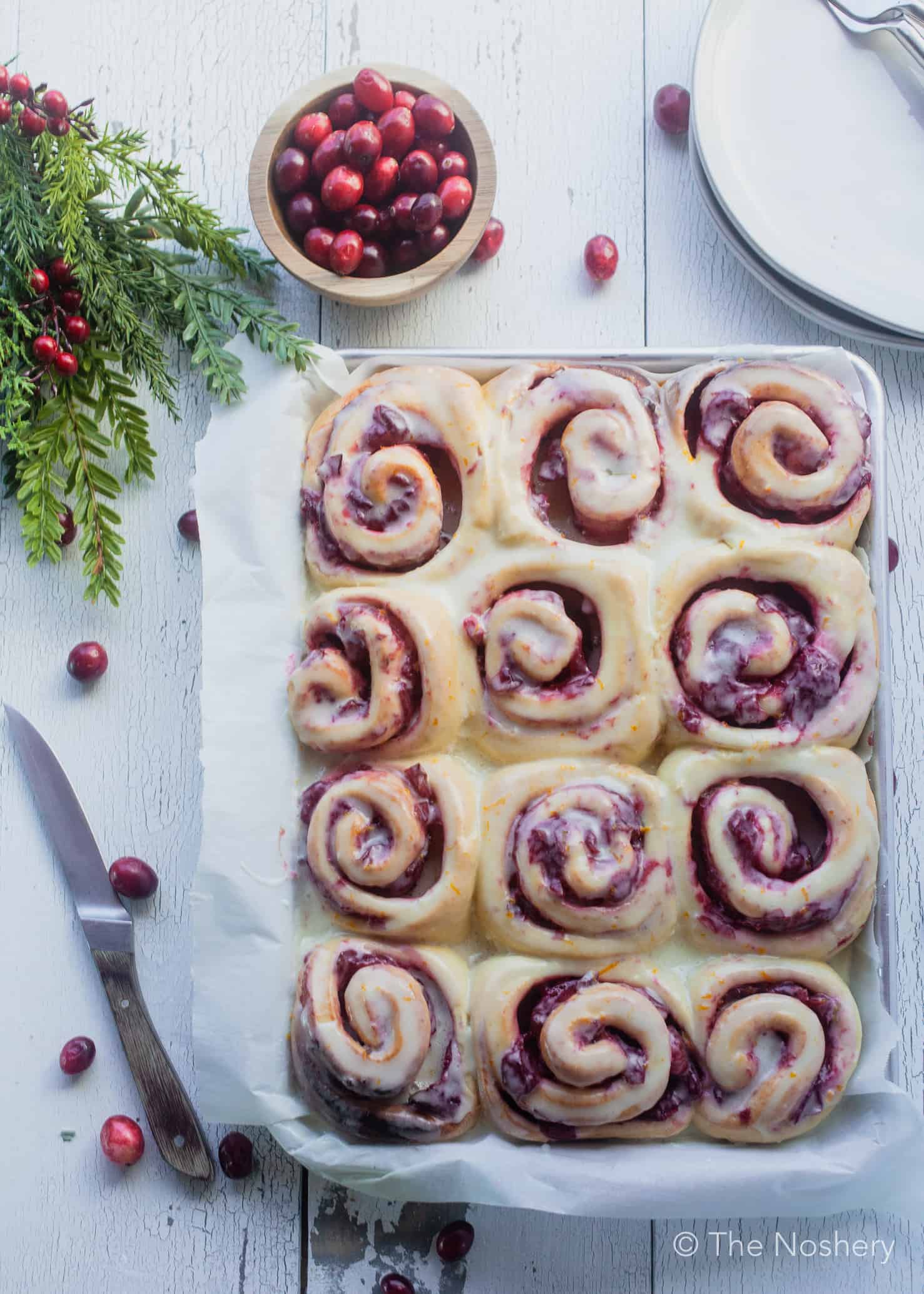 Cranberry Sweet Bread Rolls with Orange Icing - The Noshery