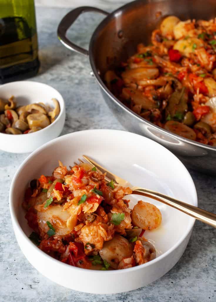 Bacalao a la Vizcaina (Basque Style Stewed Salted Cod) - The Noshery